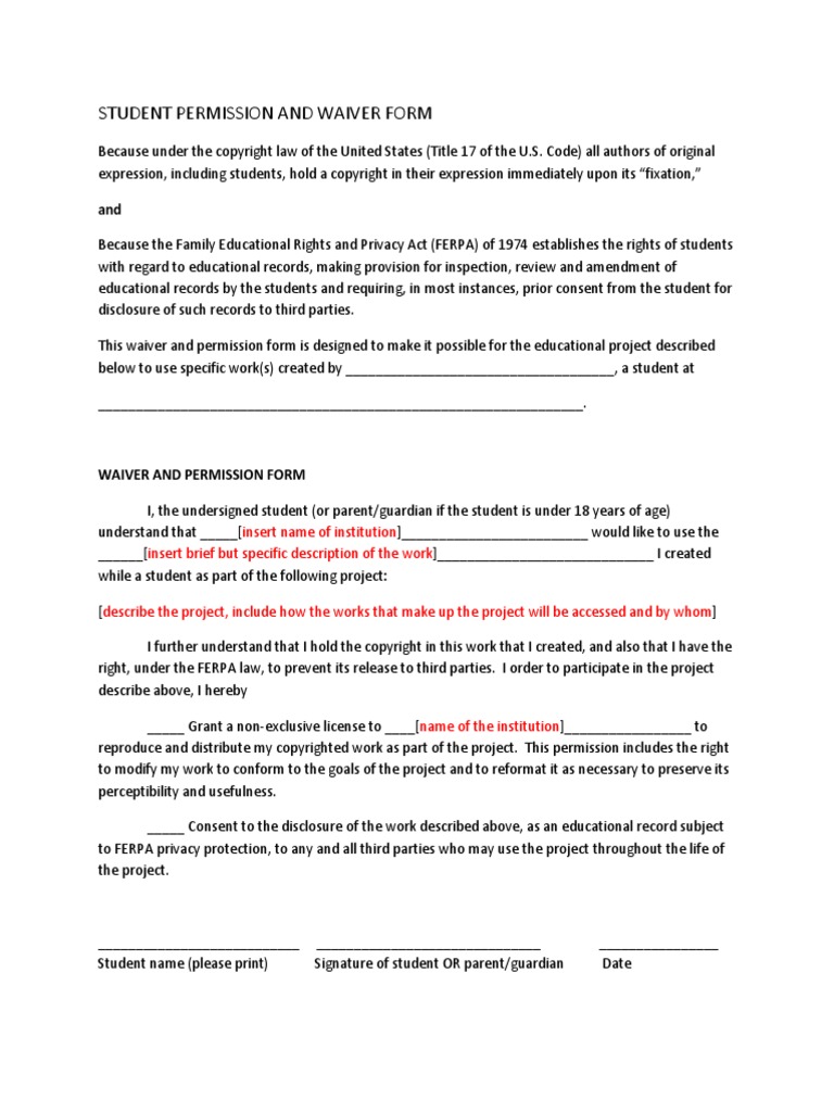 15 Sample Permission Form (Student Work) | PDF | Career & Growth | Law