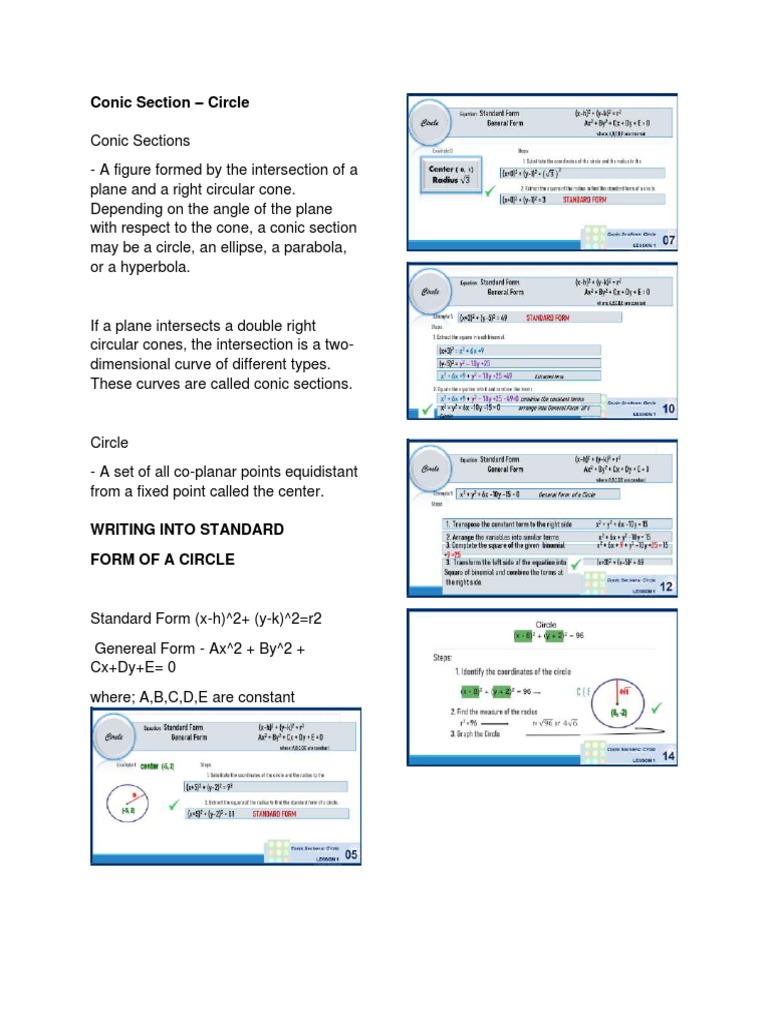 Conic Sections Overview: Circle, Ellipse, Parabola | PDF | Ellipse ...