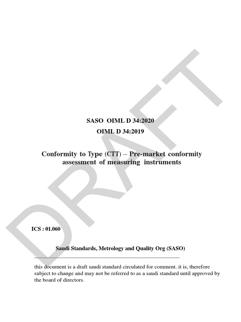 Saso Oiml D34 2020 e | PDF | Metrology | International Electrotechnical Commission