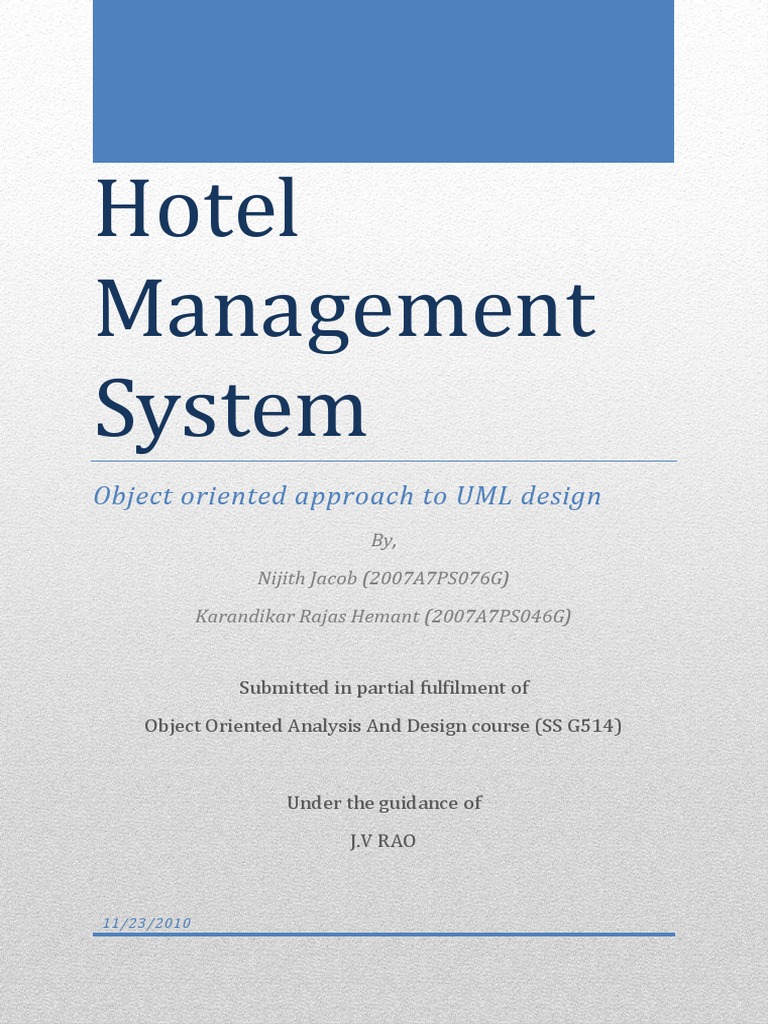 Hotel Management System Object Diagram | PDF | Method (Computer Programming) | Cost