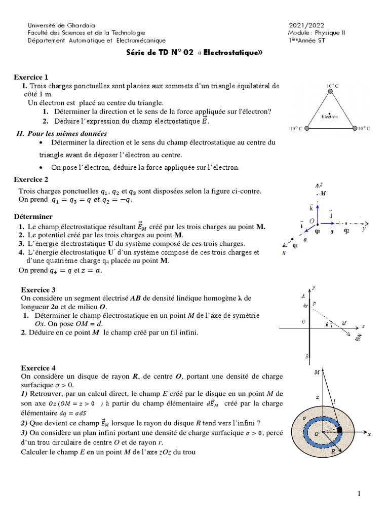 Corrigé des exercices d'électrostatique | PDF | Physique ...