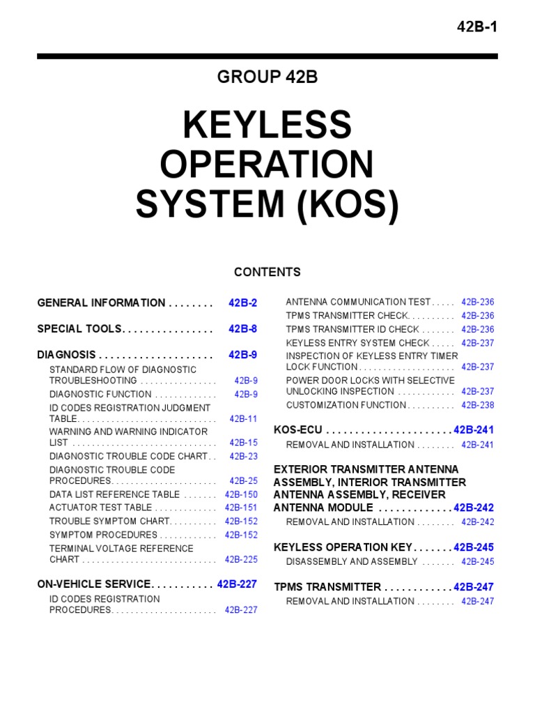 Keyless Operation System (Kos) : Group 42B | PDF | Radio | Electrical Connector