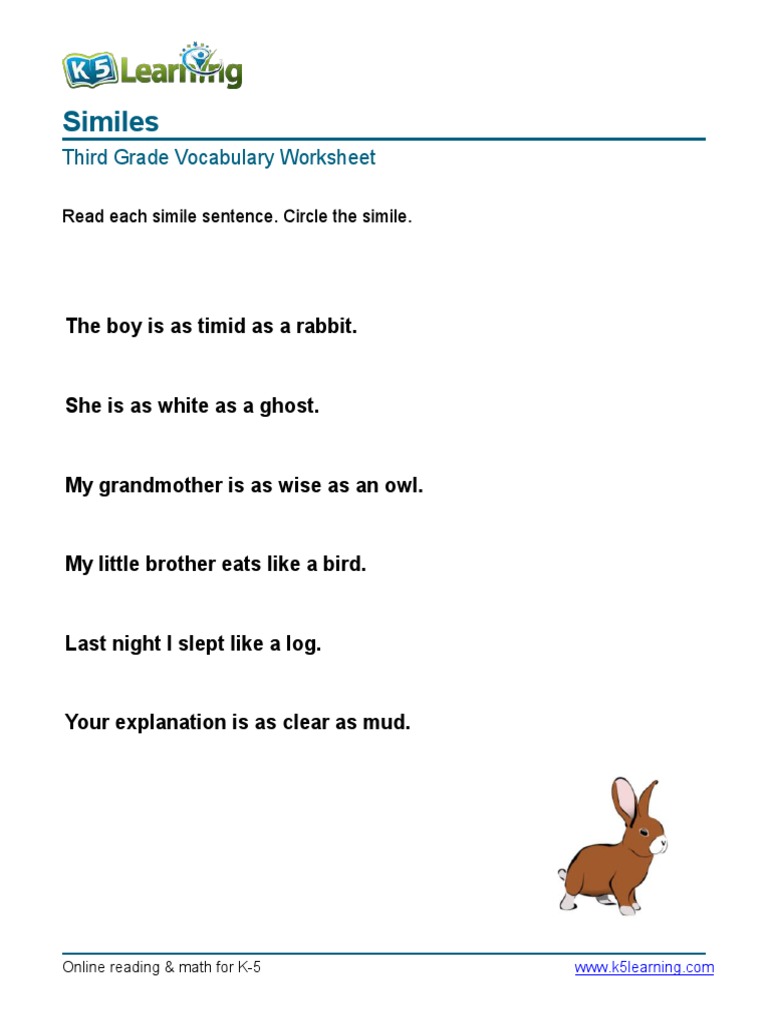 Grade 3 Similes 1 | PDF