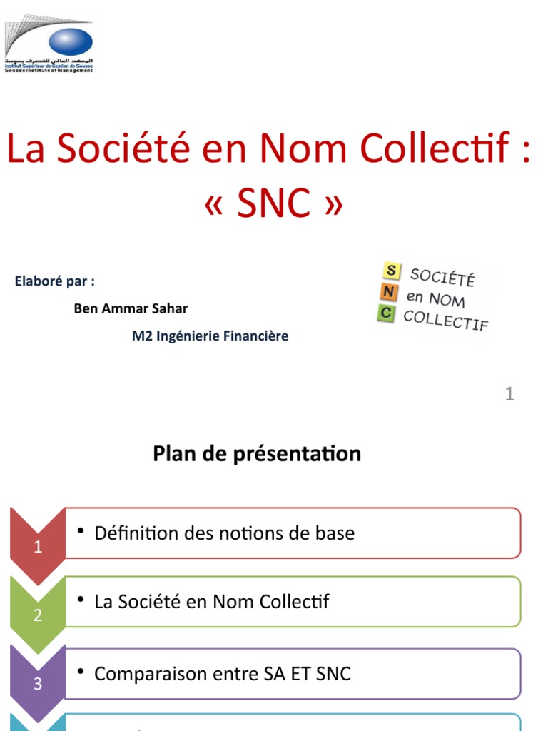 La Société en Nom Collectif: SNC : Ben Ammar Sahar | PDF | Business ...