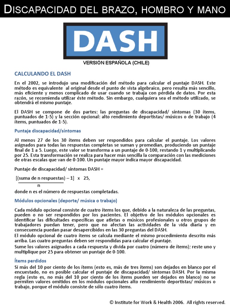 Scoring DASH Spanish Chile | PDF