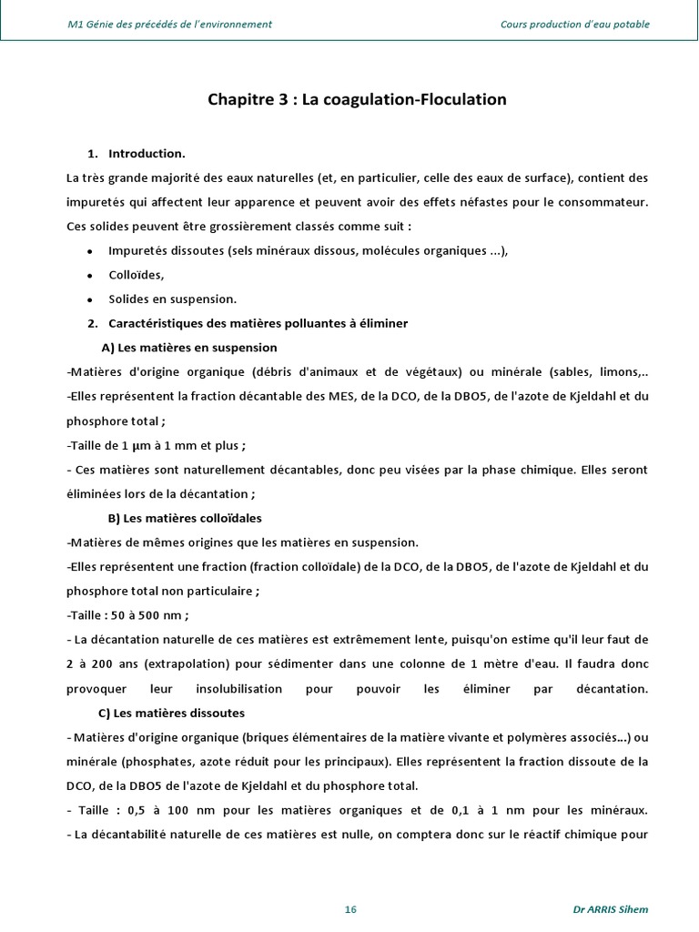 Coagulation-Floculation de l'Eau Potable | PDF | Colloïde | Ion