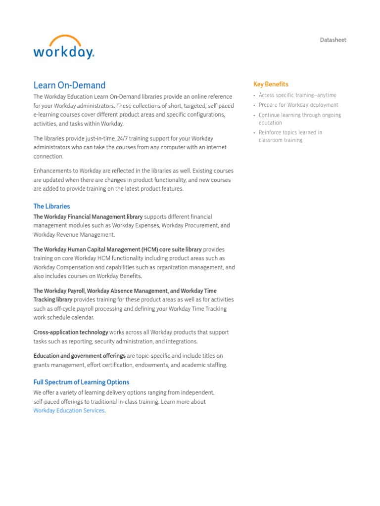 Datasheet Workday Knowledge Management On Demand Education | PDF ...
