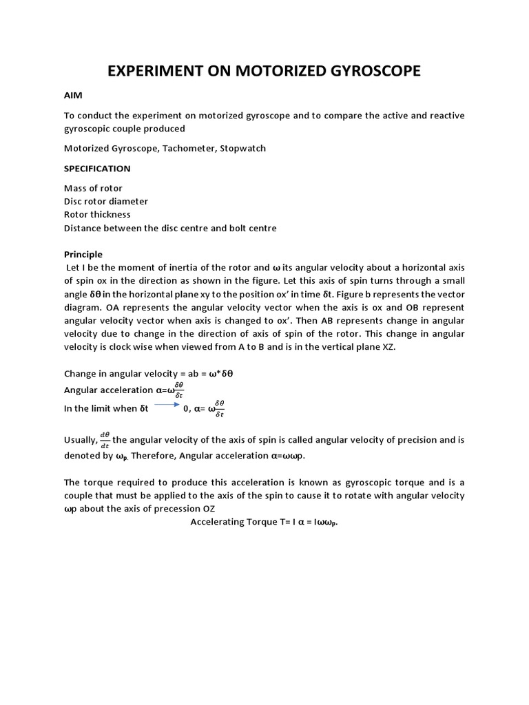 Motorized Gyroscope Analysis | PDF | Science & Mathematics
