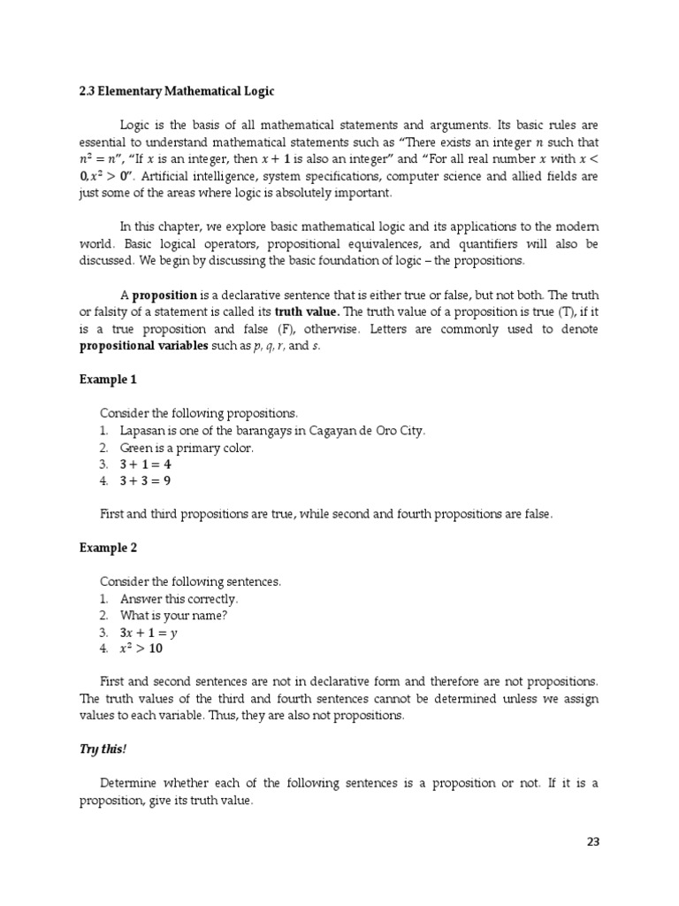 Chap 2.3 | PDF | Contradiction | Proposition