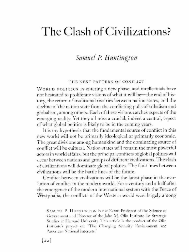 Huntington ClashOfCivilizations | PDF