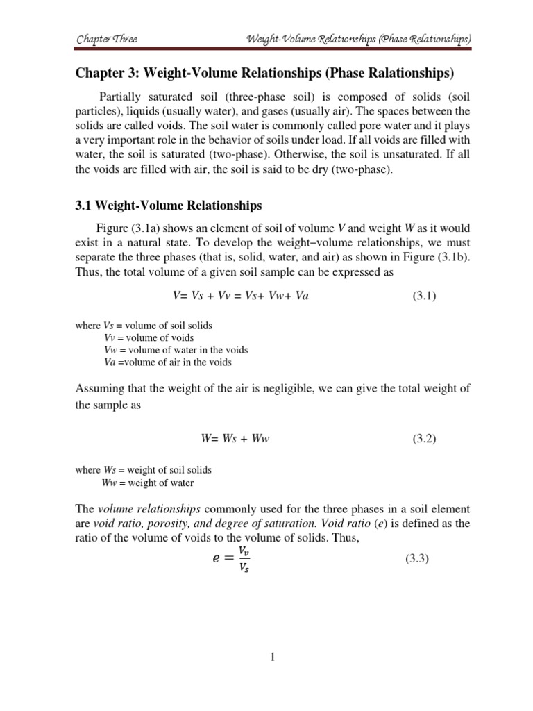 W-V relationship | PDF | Density | Porosity