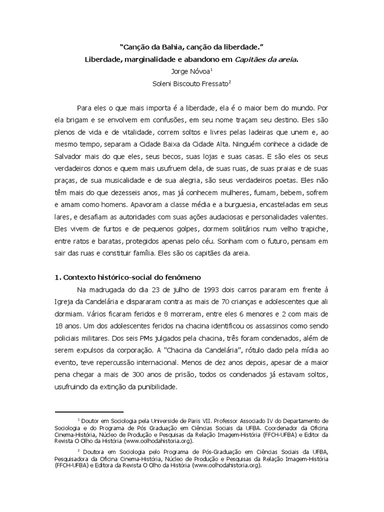"Canção Da Bahia, Canção Da Liberdade." Liberdade, Marginalidade e ...