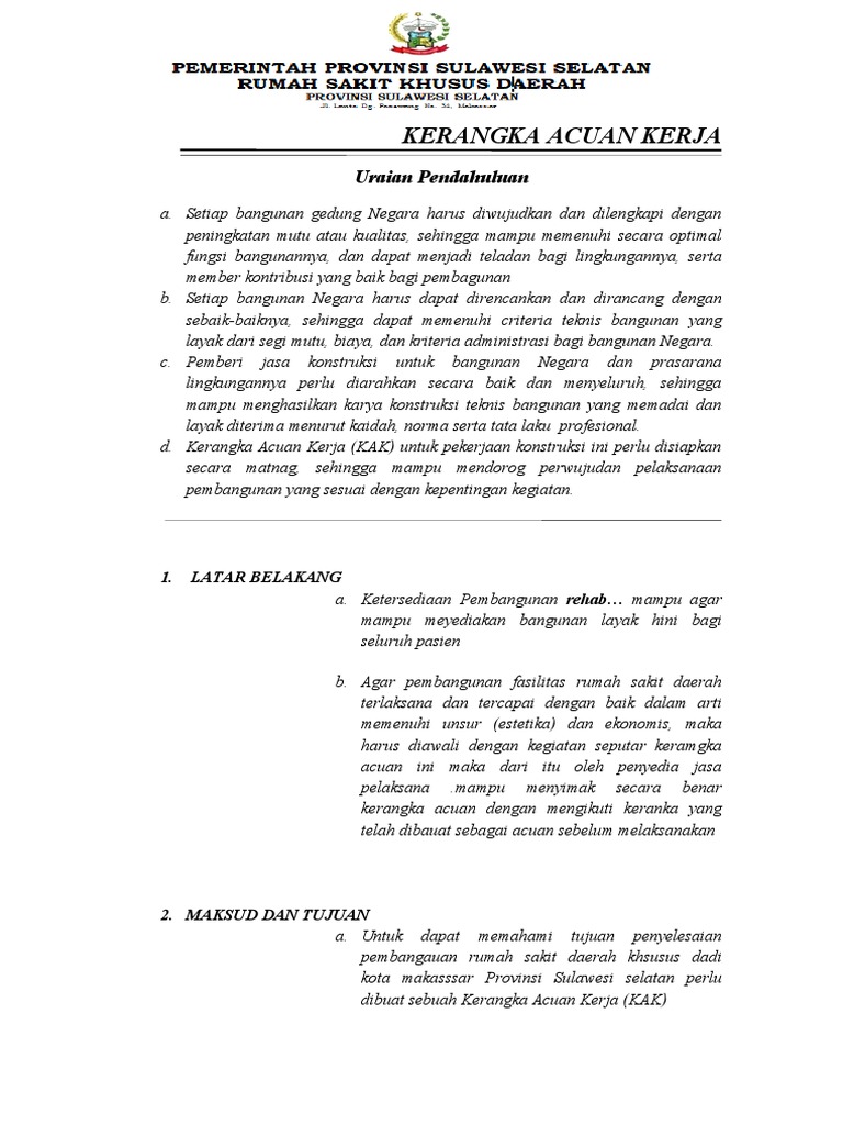 KERANGKA ACUAN KERJA Contoh | PDF | Komputer