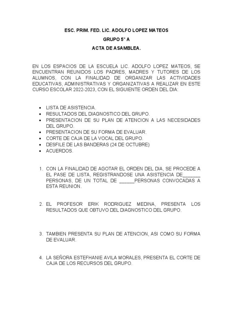 Acta de Asambleas | PDF