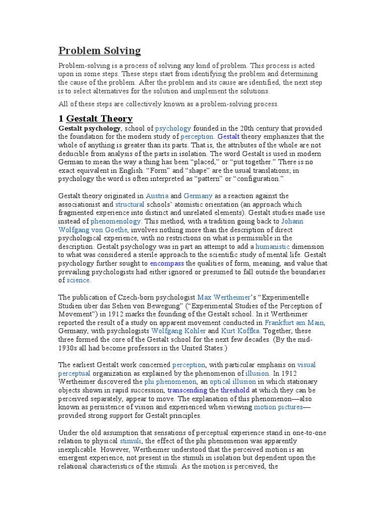 Problem Solving | PDF | Analogy | Perception