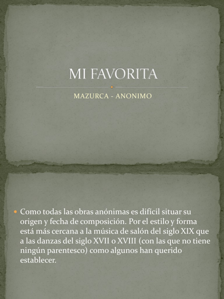 Mi Favorita (Mazurca) | PDF | Bailes | Las artes escénicas