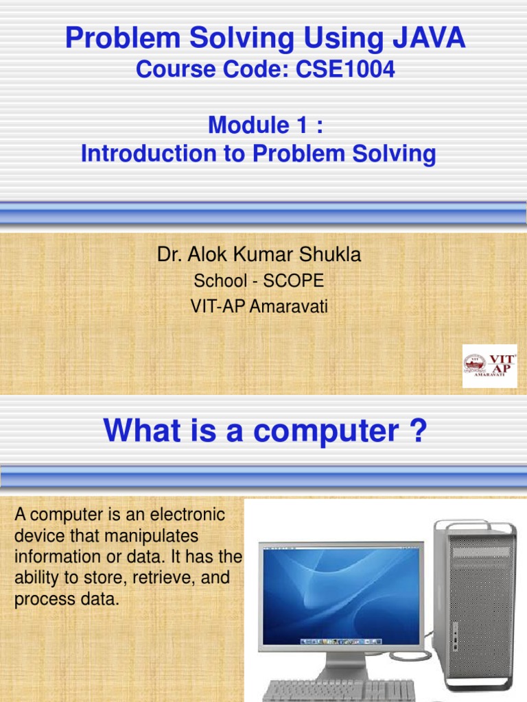 Modules 1 Problem Solving Using Java Cse 1004 Download Free Pdf Programming Computer Program