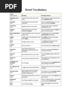 Hotel Vocabulary | PDF | Hotel | Hospitality Industry