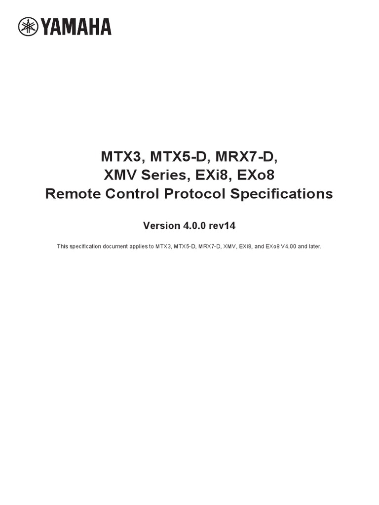 Mtx3, Mtx5-D, Mrx7-D, XMV Series, Exi8, Exo8 Remote Control Protocol Specifications | Download ...
