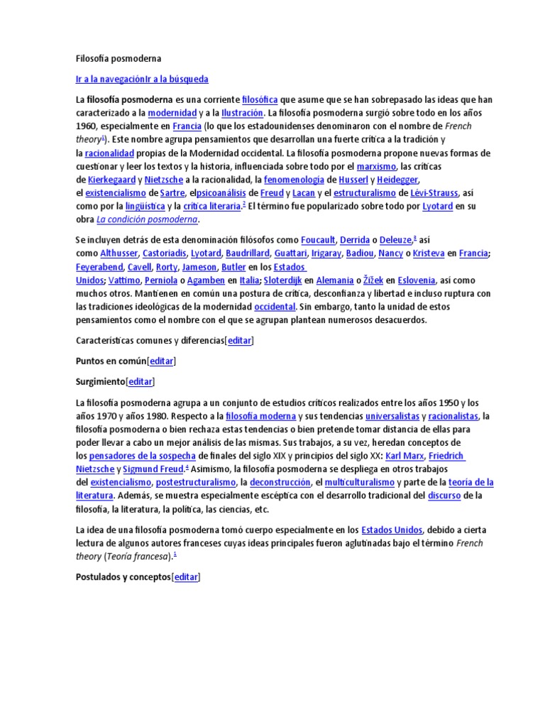 Filosofía Posmoderna | PDF | Movimientos filosóficos | Teorías filosóficas