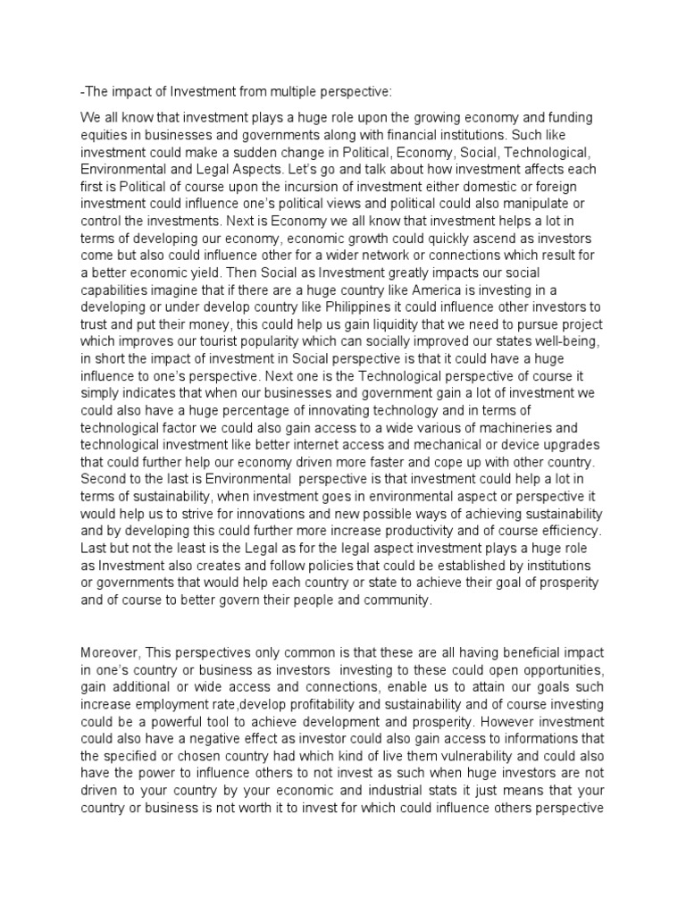 Investment's Multifaceted Impact | PDF | Investing | Sustainability