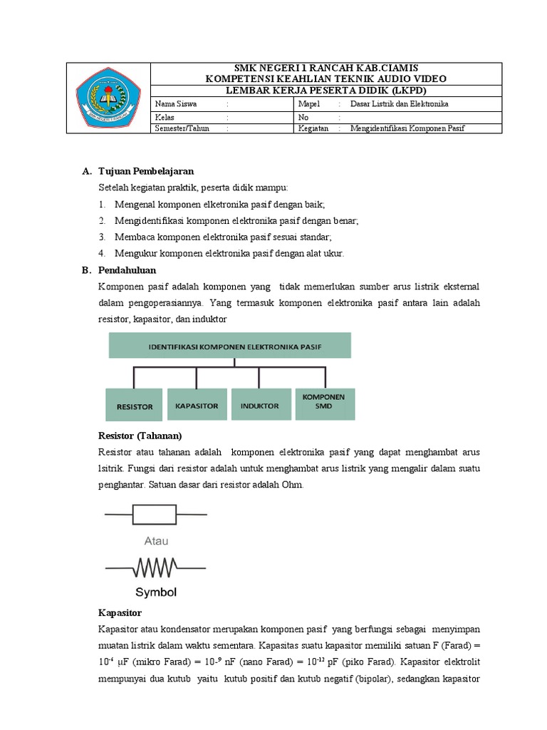 LKPD - Mengidentifikasi Komponen Pasif | PDF
