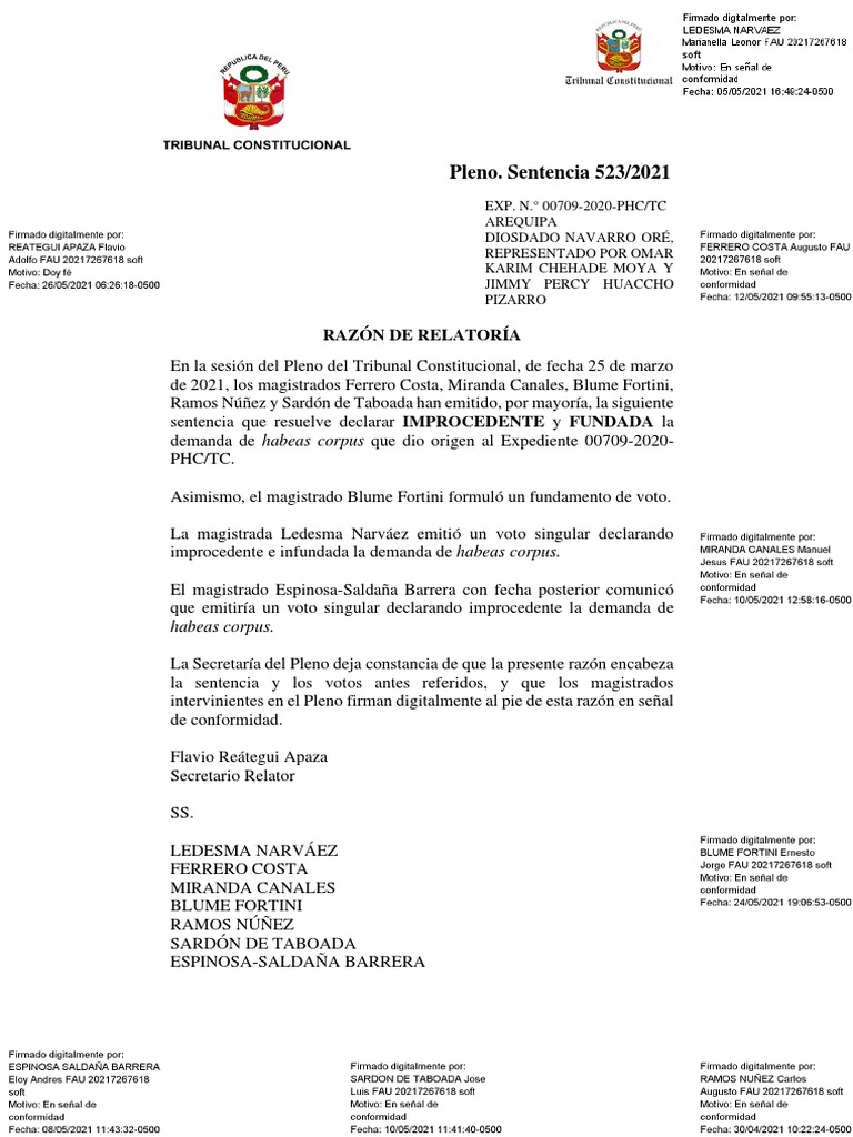 Sentencia 00709-2020-HC | PDF | Caso de ley | Sentencia (ley)