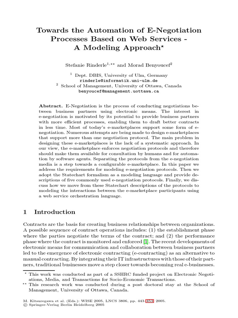 Towards The Automation of E-Negotiation | PDF | Negotiation | Automation