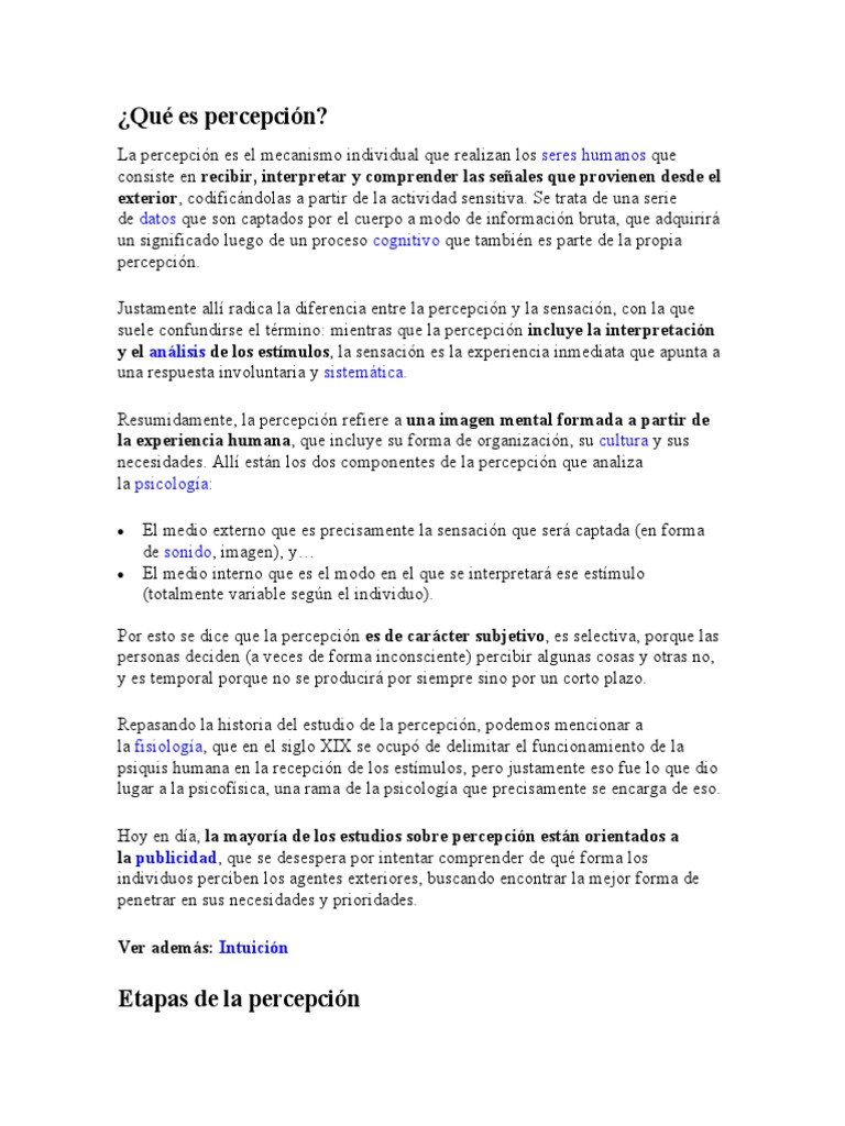 1.4 Proceso de Percepcion | PDF | Atención | Neurociencia Cognitiva