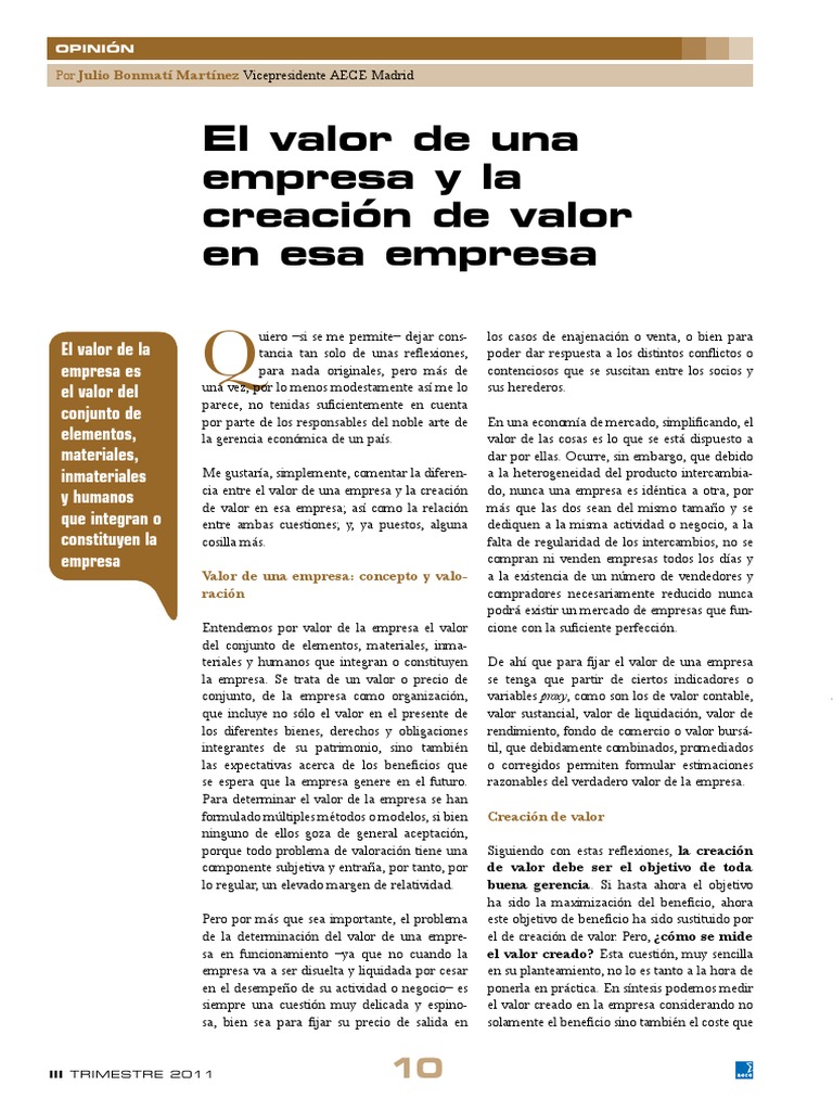 Valor y Creación en Empresas | PDF | Cadena de valor | Economias