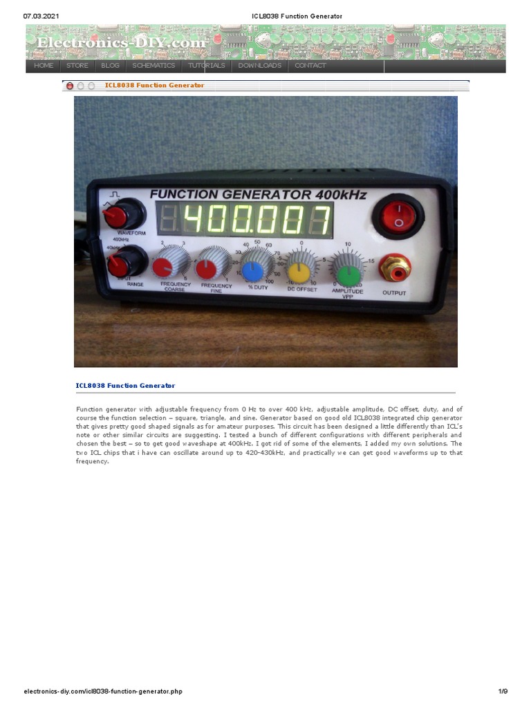 ICL8038 Function Generator | PDF | Amplitude | Operational Amplifier