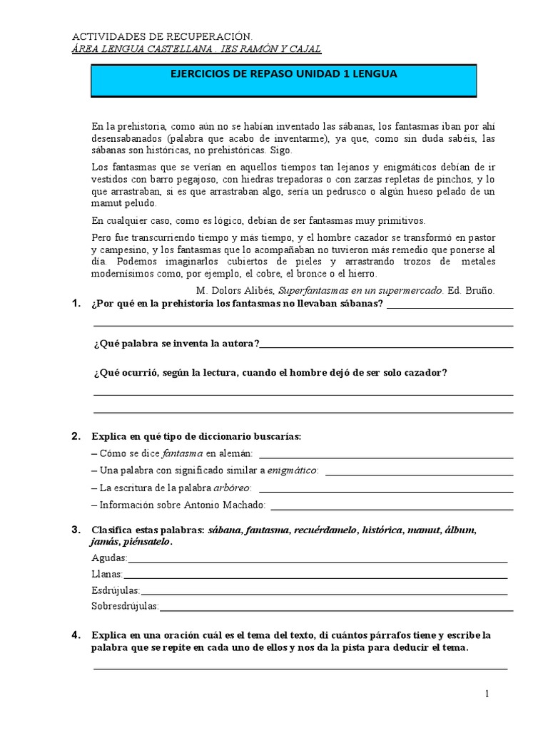 Repaso Verano Lengua | PDF | Verbo | Residuos