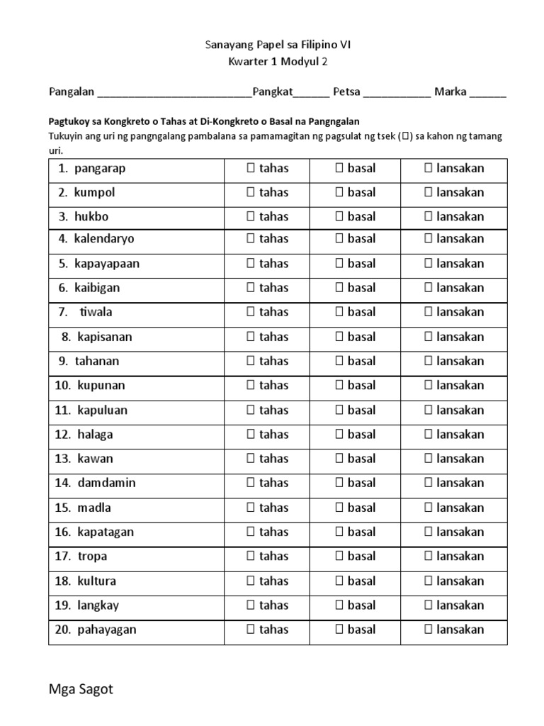 Tahas at Basal | PDF | Seni & Disiplin Bahasa