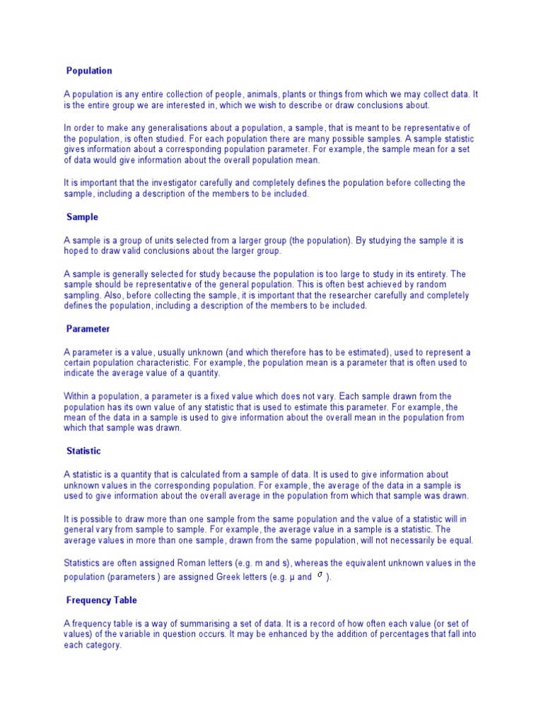 Population | PDF | Sampling (Statistics) | Categorical Variable