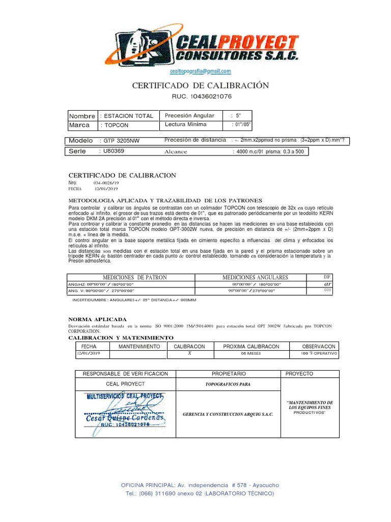 CERTIFICADO DE CALIBRACION Wel | PDF | Calibración | Equipo