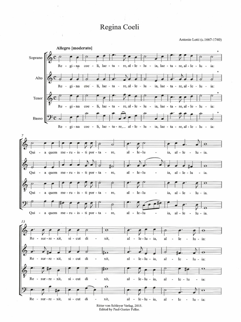 Antonio Lotti (1667-1740) - Regina Coeli | PDF
