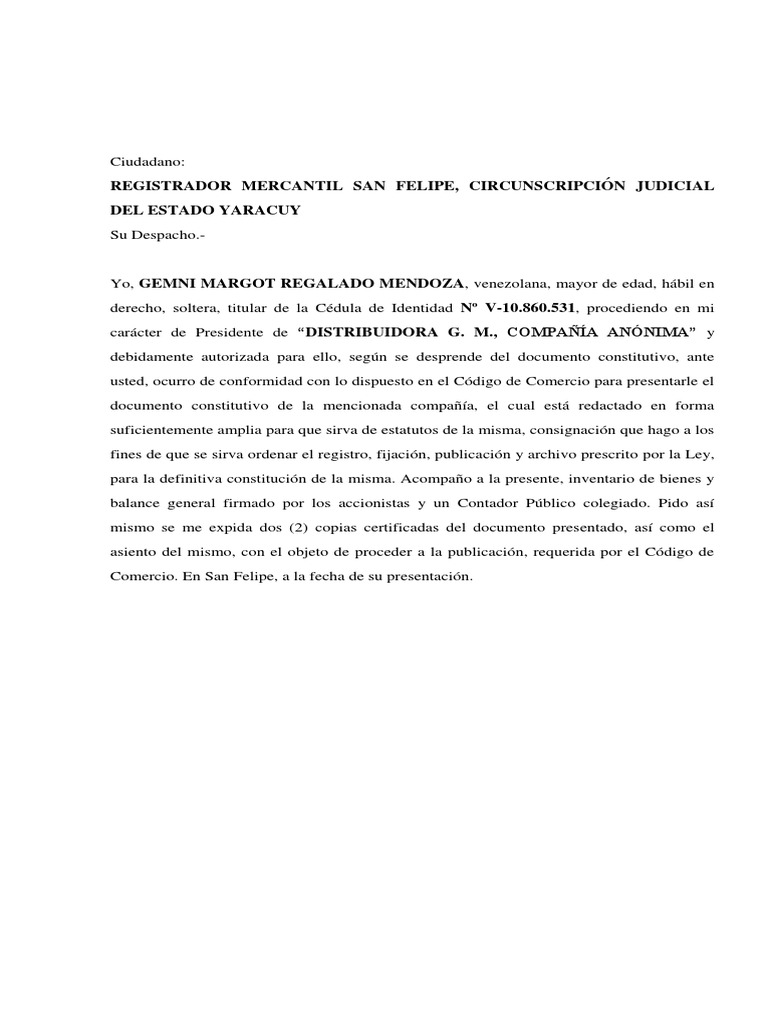 Acta Constitutiva Del Bodegon en San Felipe | PDF | Dividendo