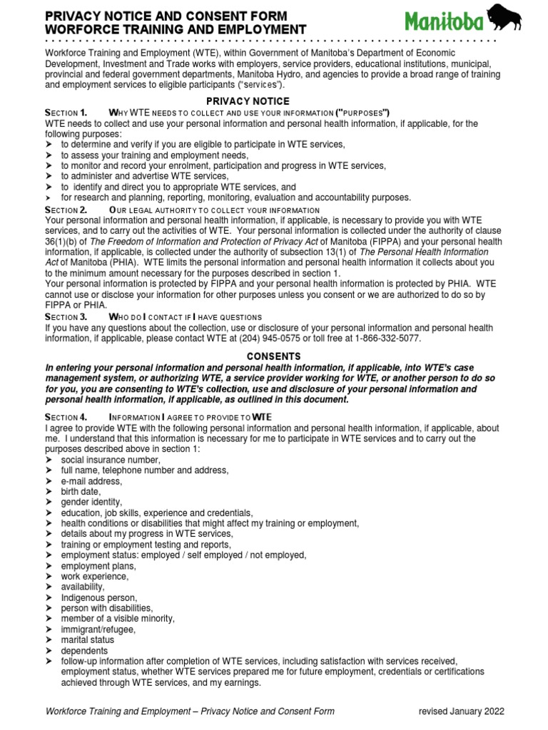 Privacy Notice Consent Form | PDF | Employment | Informed Consent