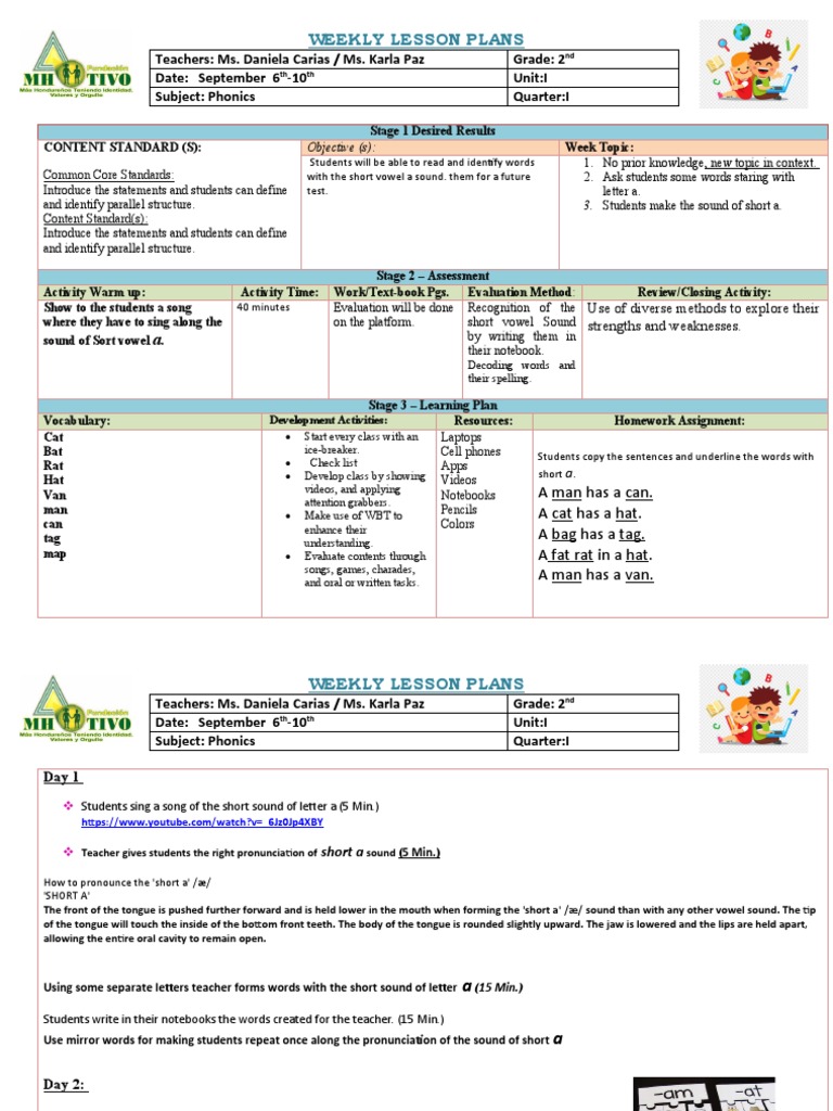 Weekly Lesson Plan - Phonics 6th-10th | PDF | Phonics | Linguistics