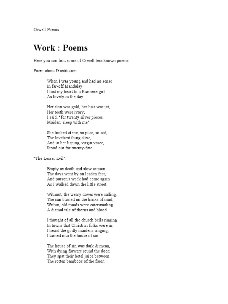 Orwell Poems | PDF | George Orwell