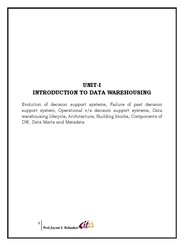 An Introduction to Data Warehousing: Evolution, Architecture, Components, and the Knowledge ...