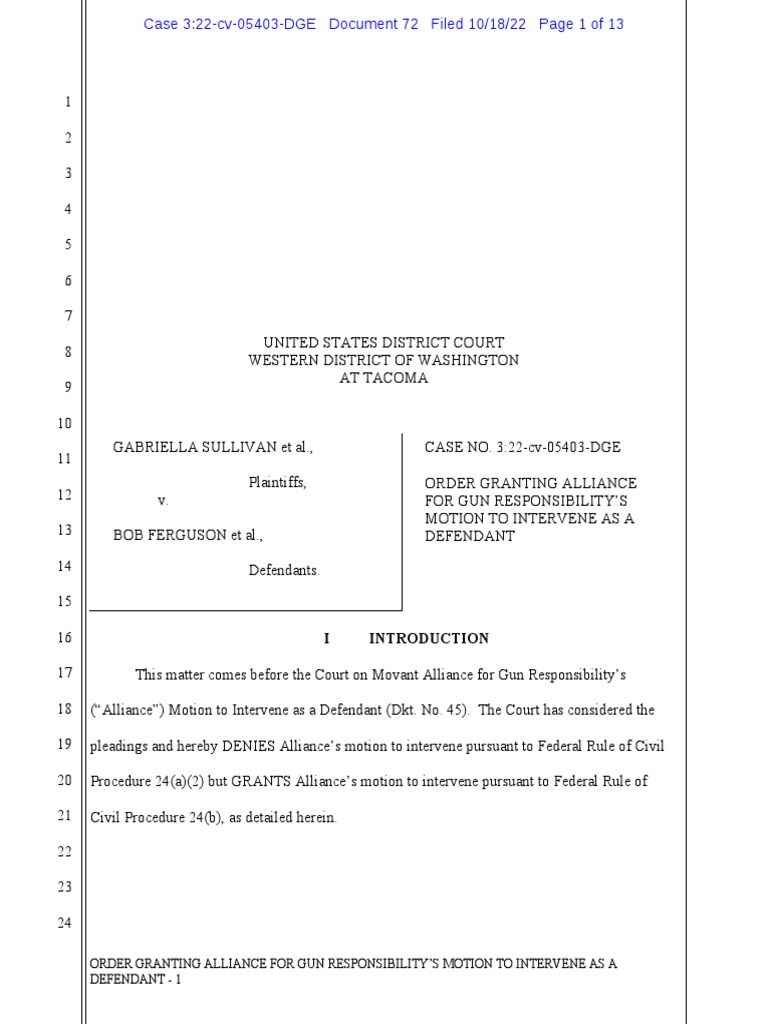 72 Order Granting Intervention | Download Free PDF | Intervention (Law ...