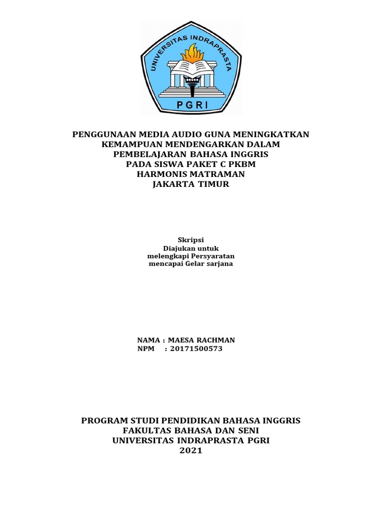 Panduan Menulis Buku Skripsi Unindra | PDF