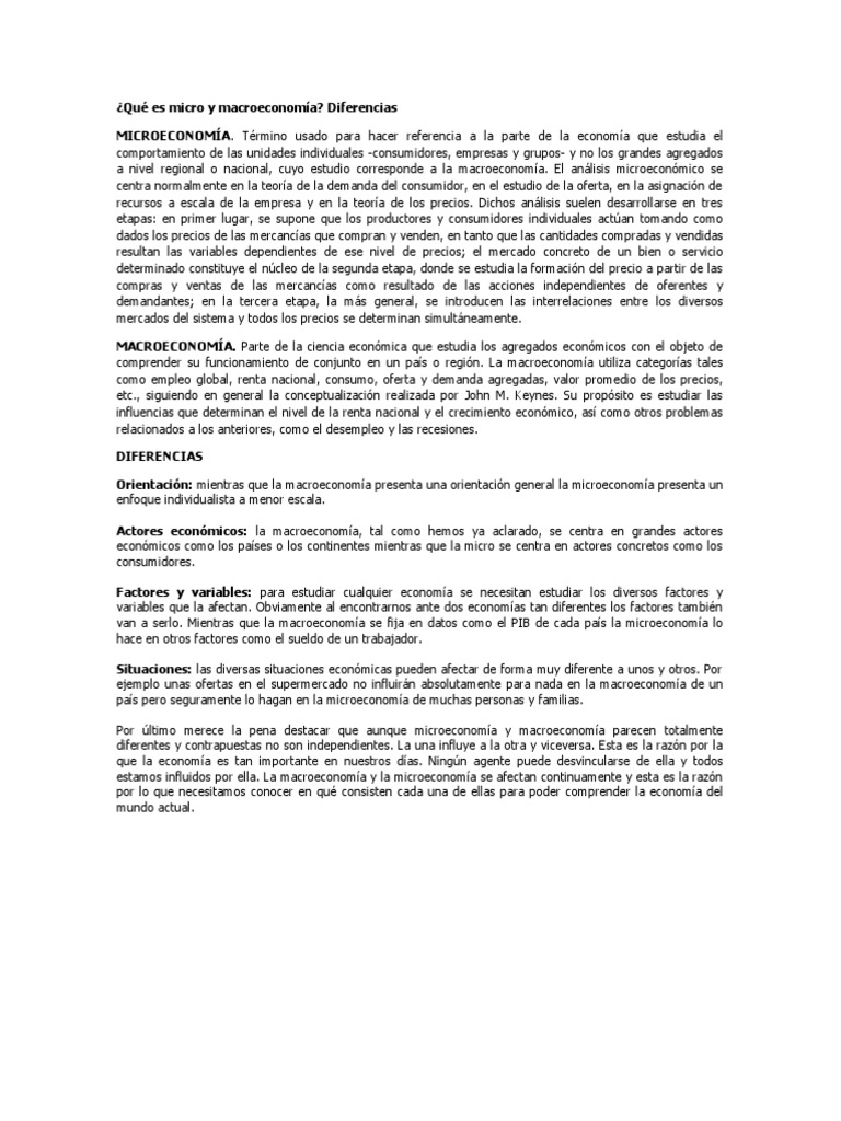 Qué Es Micro y Macroeconomía | PDF | Macroeconómica | Ciencias económicas
