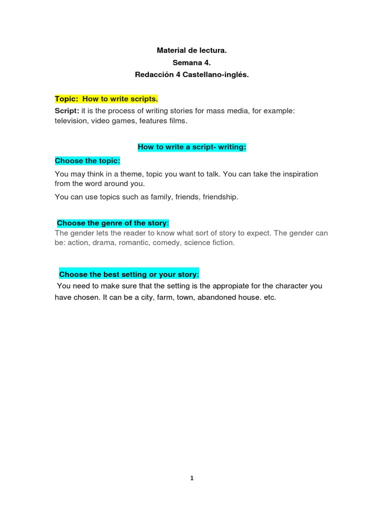 Script Writing Guide and Tips | PDF | Language Arts & Discipline