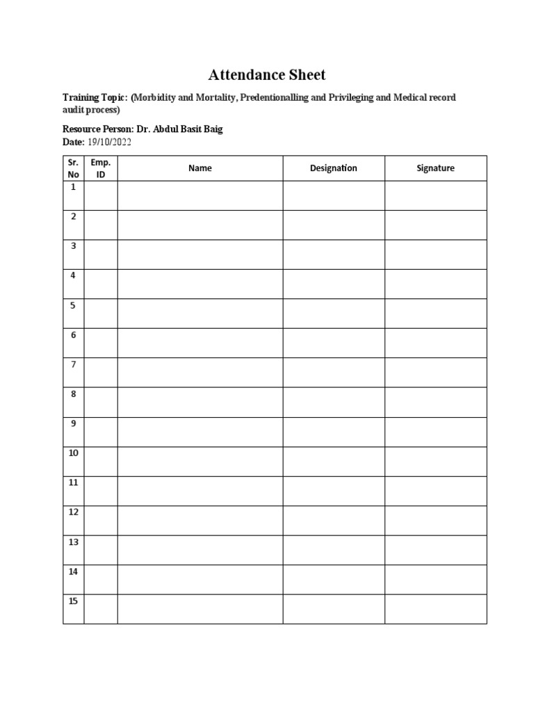 Attendance Sheet of HQD Training | PDF | Science & Mathematics