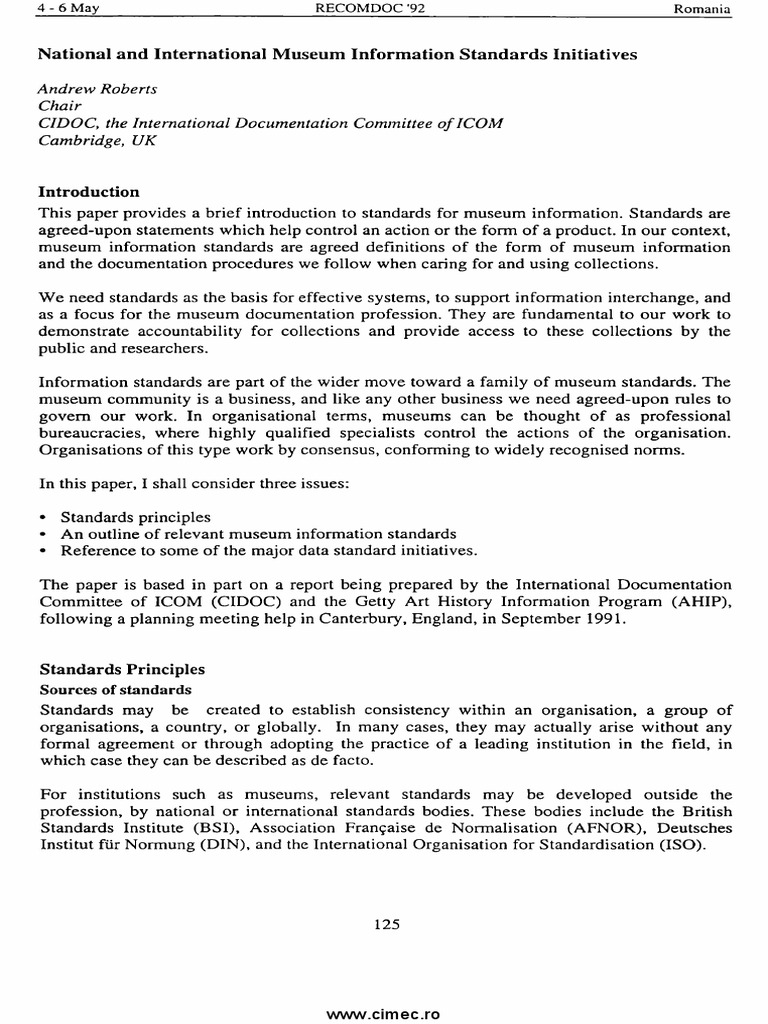 RECOMDOC 92 Conference Museum and Cultural Heritage Documentation - 131 ...