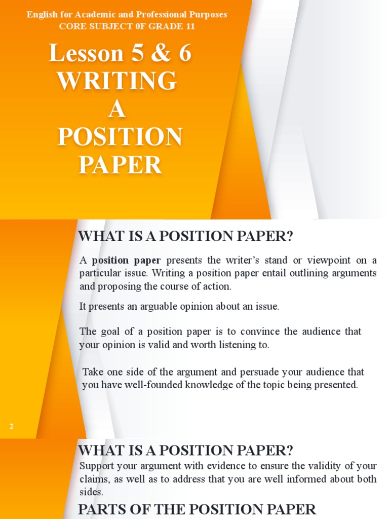 Lesson 5 & 6 - Writing A Position Paper | PDF | Argument | Color