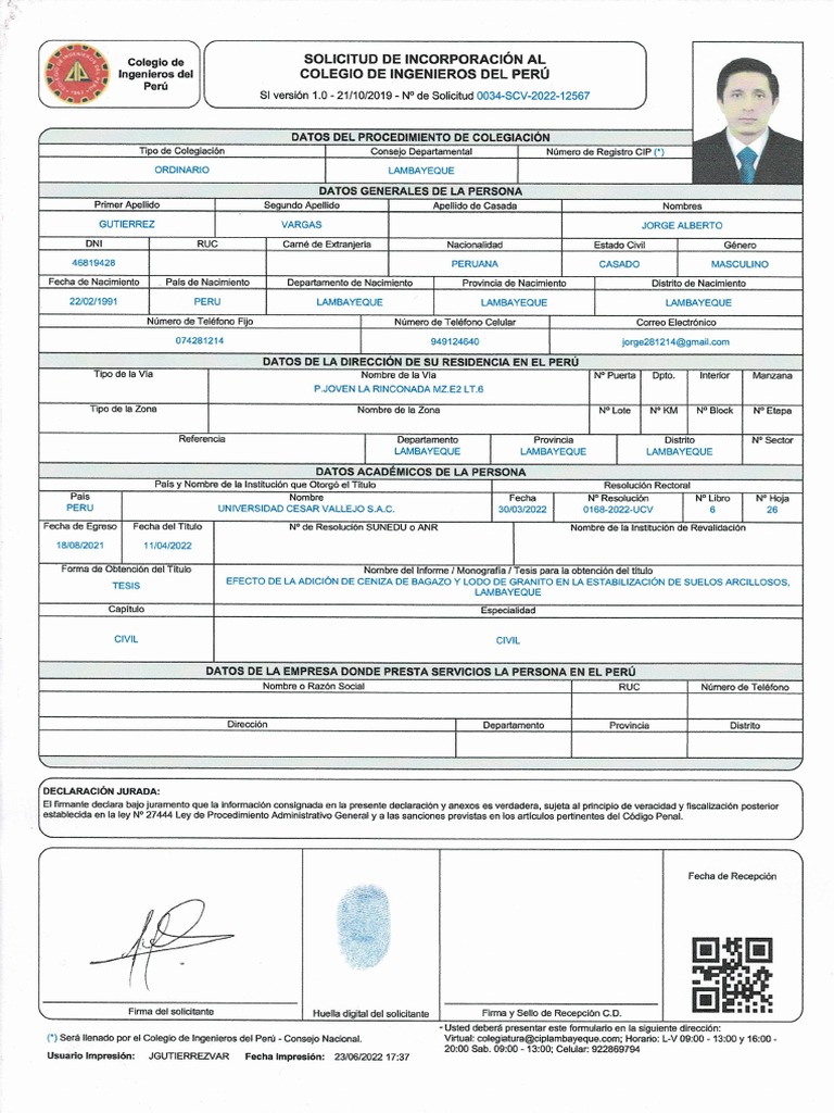 Solicitud Firmada | PDF