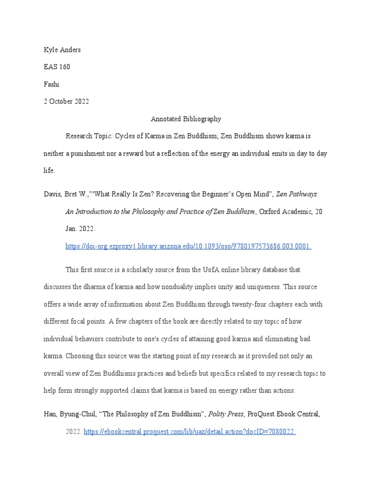 Module 5-6 Annotated Bibliography | PDF | Karma | Zen